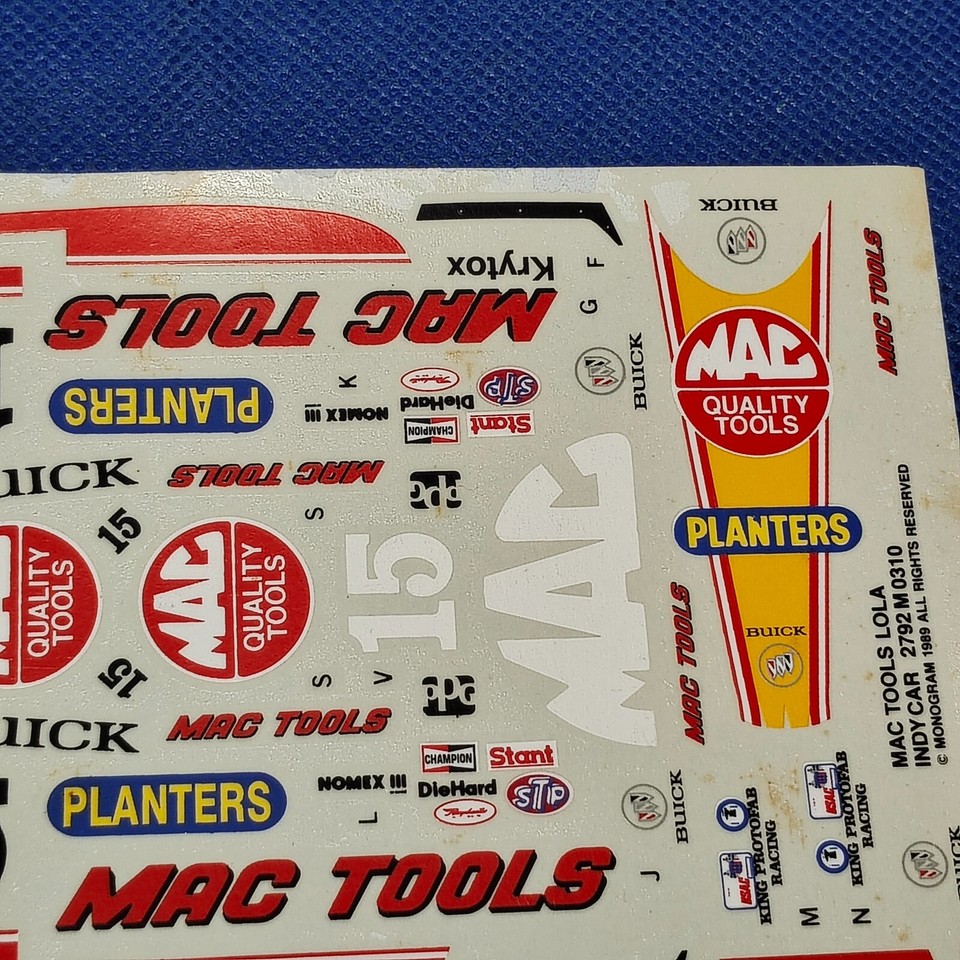 🌟 Decals Mac Tools Lola Indy Car 1:24 Scale 1000s Model Car Parts 4 ...