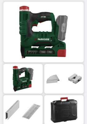 Parkside 20V Cordless 2in1 Stapler Nail Gun Tacker PAT 20-Li A1 ...