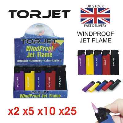 TORJET Windproof Jet Flame Refillable Lighter - Child Safe, Electronic ...