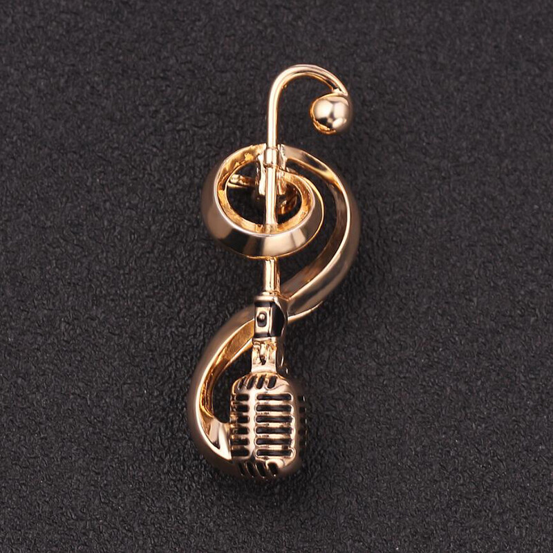 Antique Microphone Music Note Brooch Collar Pins Women Corsage Hat ...
