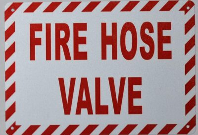 FIRE Hose Valve Sign (White, Reflective !!, Aluminium, Size 7X10 ...