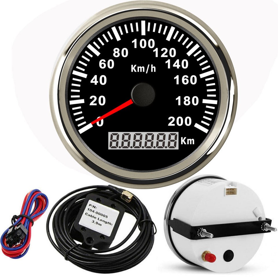 2 Gauge Set 0-200KMH GPS Speedometer 8000rpm Tachometer Red LED for ...