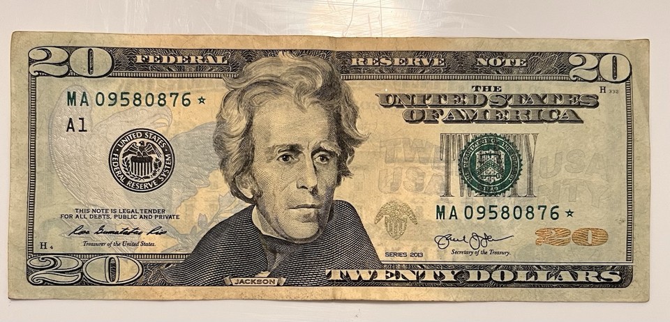 20 Dollar Bill Star Note MA 09580876* 2013 | eBay