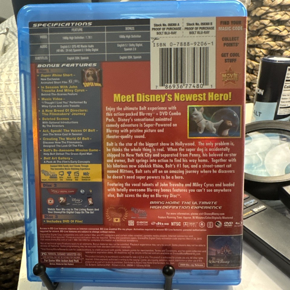 Walt Disney Bolt (Blu-ray/DVD 3-Disc Set) Embossed Slipcover ...