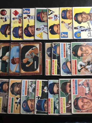 1955 Topps & Bowman 1956 Topps Vintage Card Lot (21) Low Grade Yankees ...