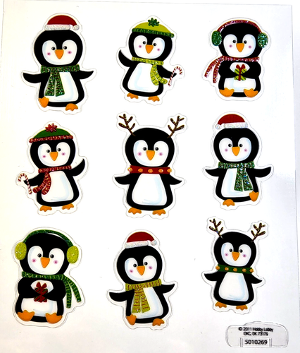 Penguins Christmas Reindeer Santa hat Scarfs Candy Cane Gifts PS Clear ...