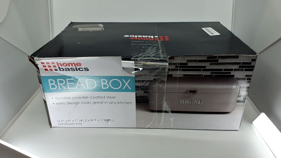 Home Basics Large Bread Box, Grey Metal, Kitchen Counter Storage | eBay
