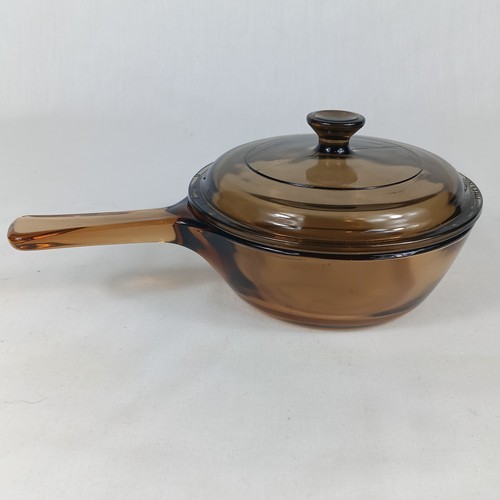 Vintage Corning Vision Amber Glass 0.5L Sauce Pan with Lid | eBay