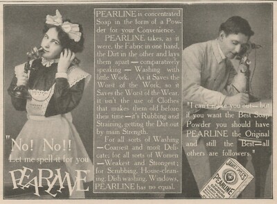 Pearline Soap 1909 Maid On Telephone Vintage Print Ad | eBay
