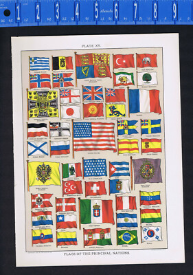 Flags of the World's Principal Nations -1902 Chromolithograph | eBay