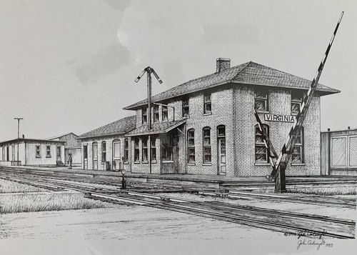 Virginia Minnesota Railroad Train Depot Drawing John Cartwright Print ...