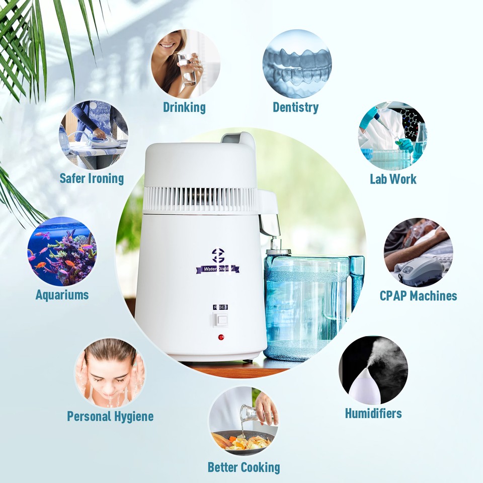 CO-Z 4L/6L Water Distiller 750W Purifier Countertop Machine Stainless ...