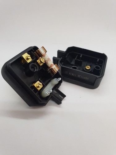 2 x 13 Amp Rubber Plug 13A Heavy Duty Mains Electrical 3 pin Black ...