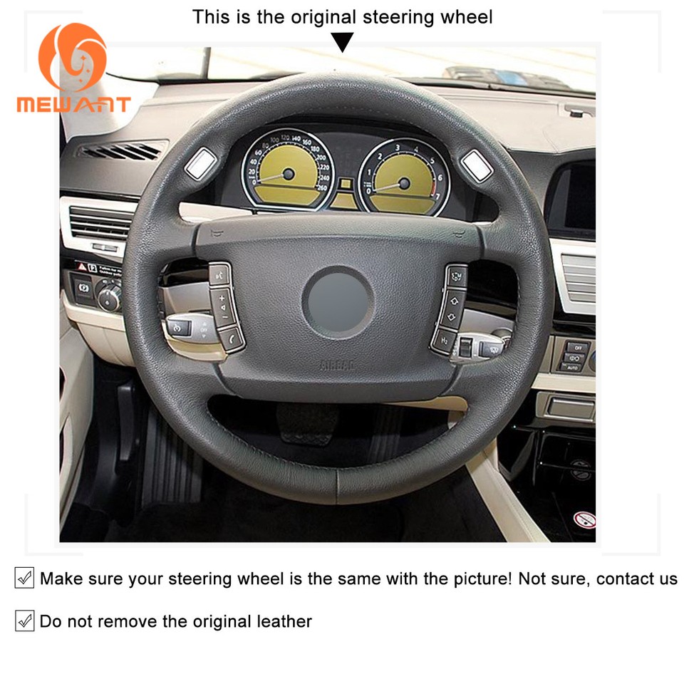 DIY PU Leather Steering Wheel Cover for BMW 7 Series E65 E66 E67 E68 ...
