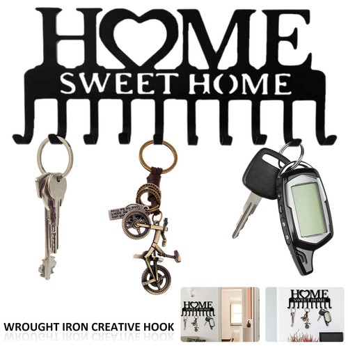 Sweet Home Key Holder Wall-Mounted Key Hanger Metal Decorative Key Hook ...