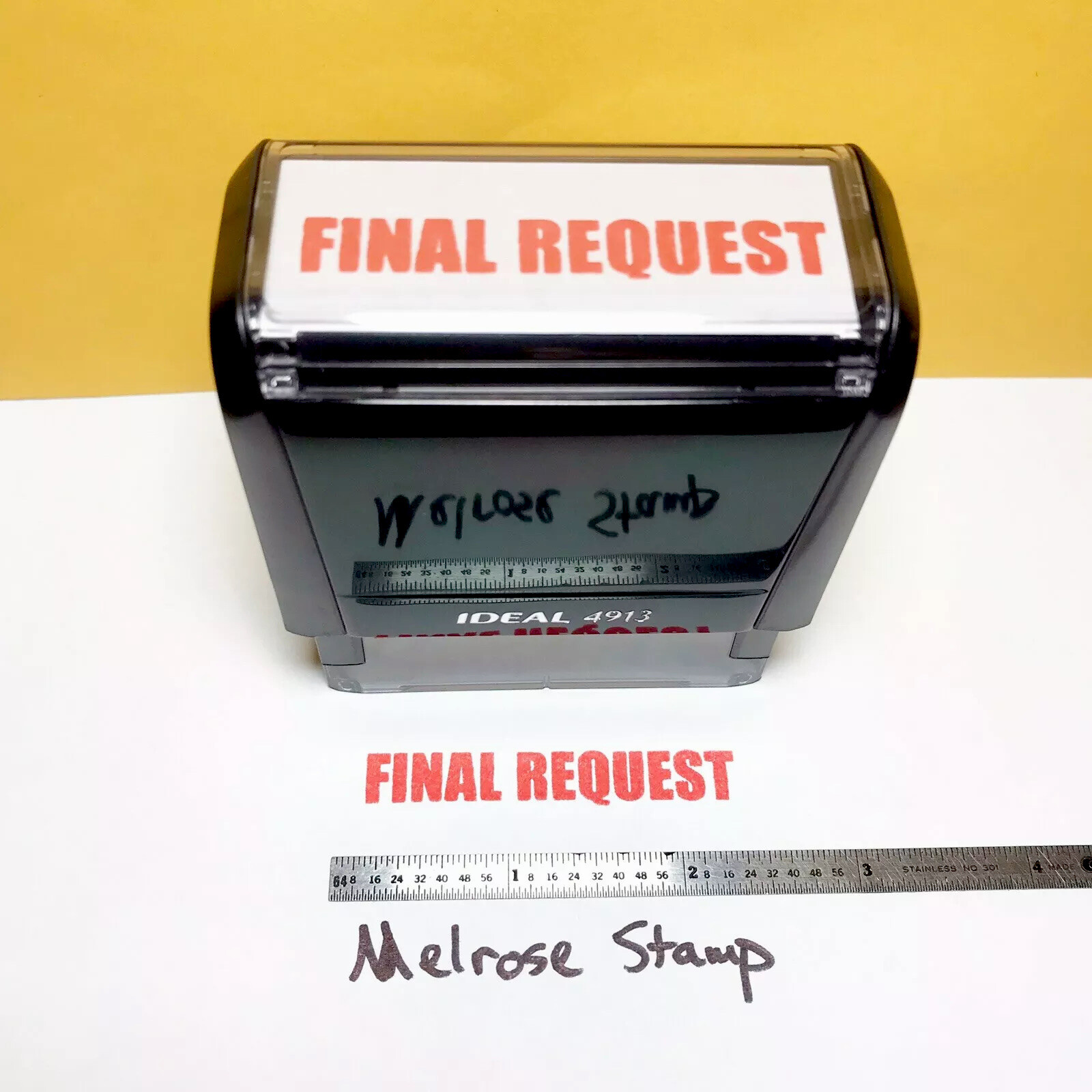Final Request Rubber Stamp Self Inking Red Ink Ideal 4913 | eBay