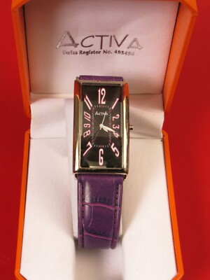 CLASSIC ACTIVA BLUE BAND DESIGNER QUARTZ SILVER TONE FASHION WATCH ...