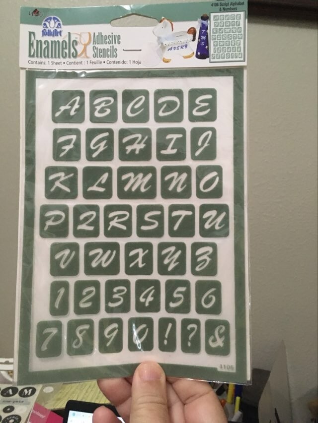 Folk Art Enamels Adhesive Stencils SCRIPT ALPHABET & NUMBERS # 4106 ...