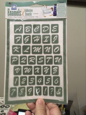 Folk Art Enamels Adhesive Stencils SCRIPT ALPHABET & NUMBERS # 4106 ...