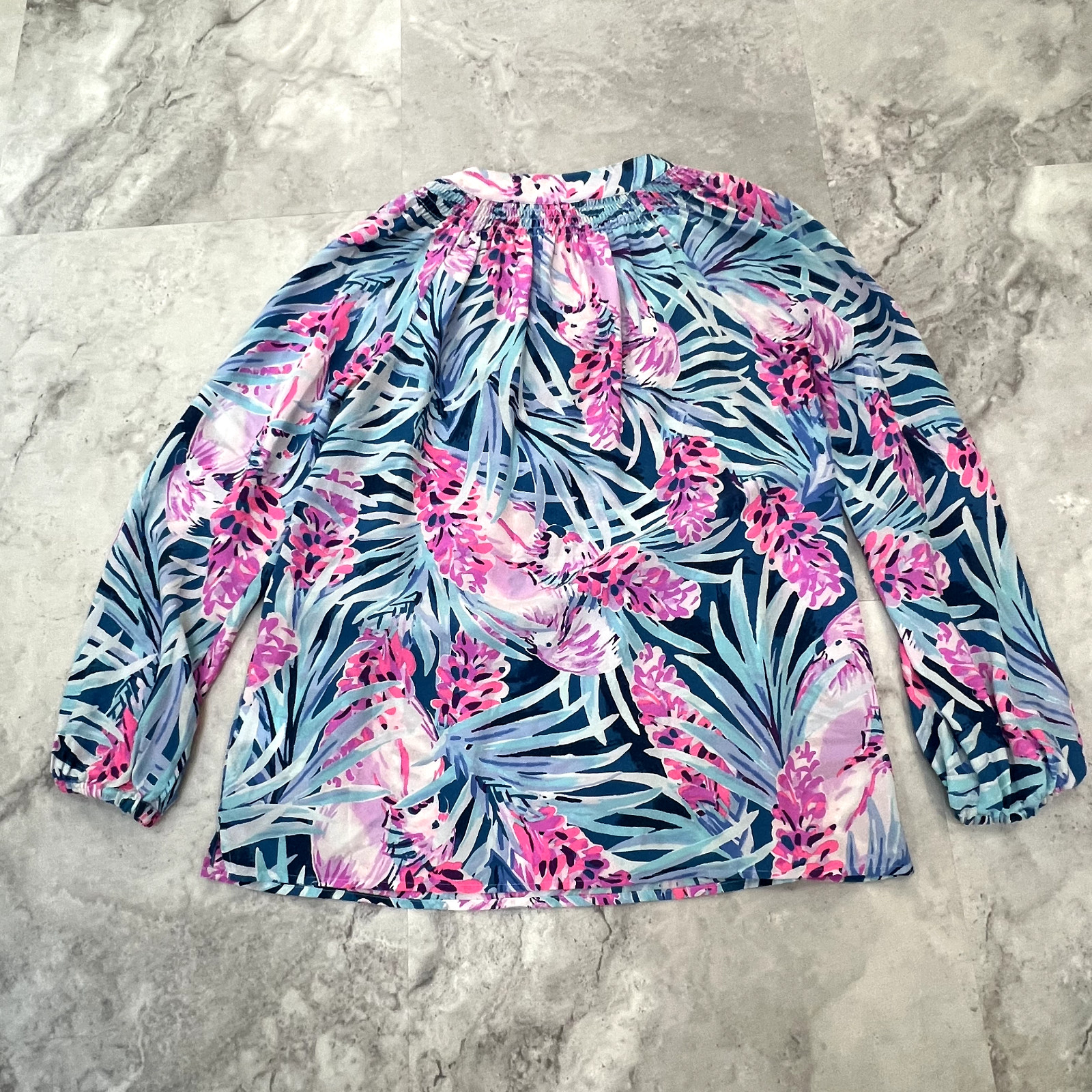 Lilly Pulitzer Elsa Silk Top Periwinkle Purple Fan Se… - Gem