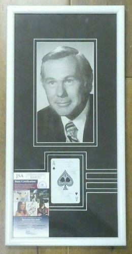 Johnny Carson Signed Playing Card Framed with JSA COA Frame Measures 9. ...