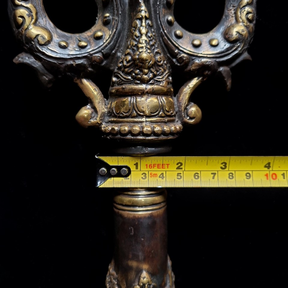 Brass Trisula Trident Sculpture Bronze Vajra Moksala Altar Home Decor ...