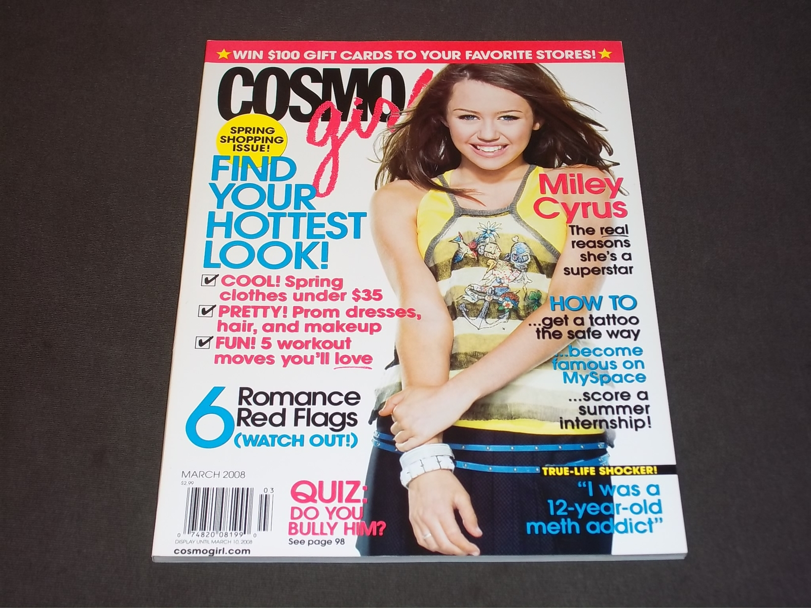 2008 MARCH COSMO GIRL MAGAZINE - MILEY CYRUS FRONT COVER - PB1760 | eBay