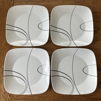 Corelle by Corning SIMPLE LINES 10½" Square Dinner Plates Set of 4 ...