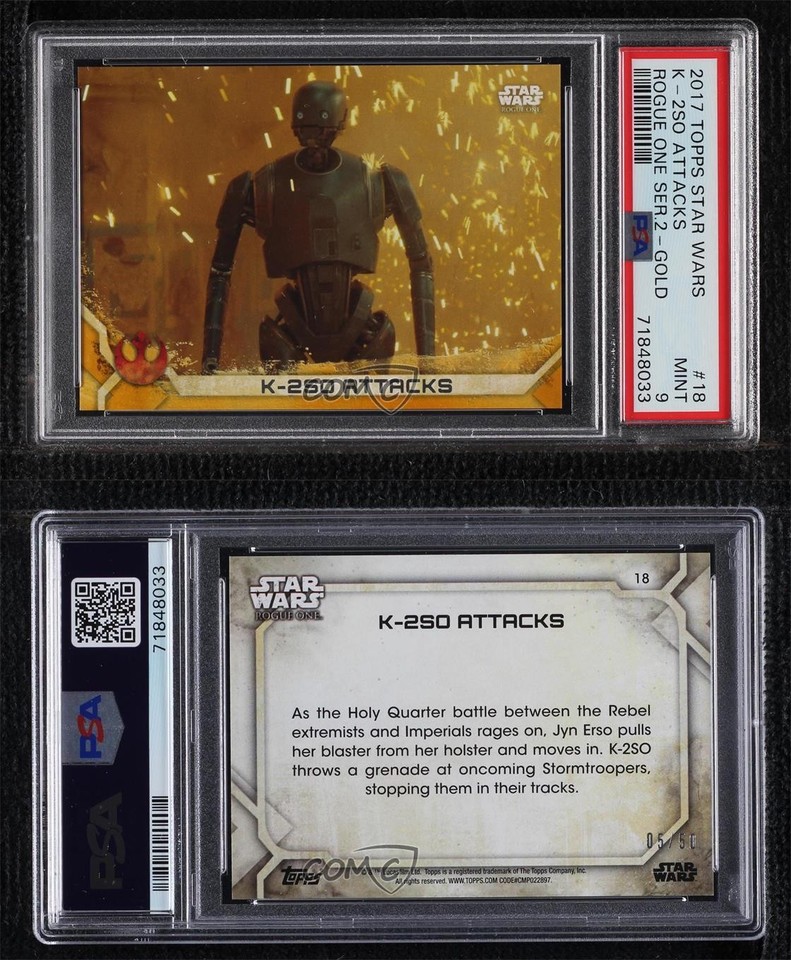 2017 Star Wars: Rogue One Series 2 Gold Squad 5/50 K-2SO Attacks PSA 9 ...