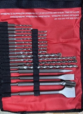 17 pcs SDS Plus Rotary Hammer Drill Chisel Masonry Concrete Bit Set fit ...