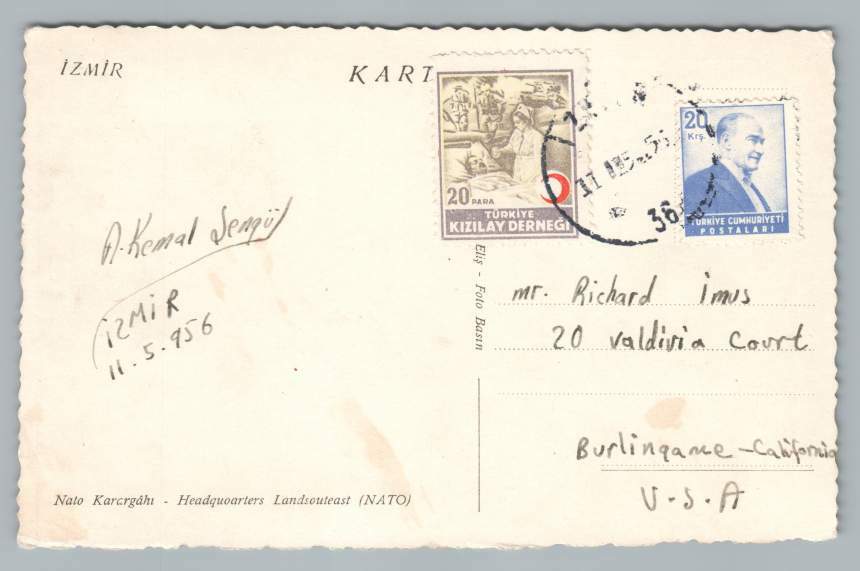 NATO Headquarters IZMIR Turkey Vintage Postcard Stamp Cover to ...