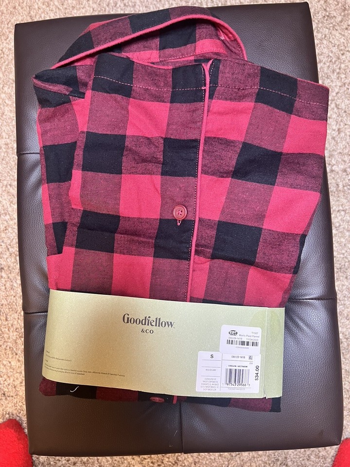 Goodfellow & Co Men's Red Plaid Heavyweight Standard Fit Flannel Shirt ...