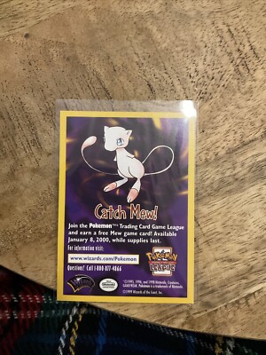 1999 CATCH MEW PROMO INSERT WOTC POKEMON LEAGUE CARD. NICE ROUND CORNER ...