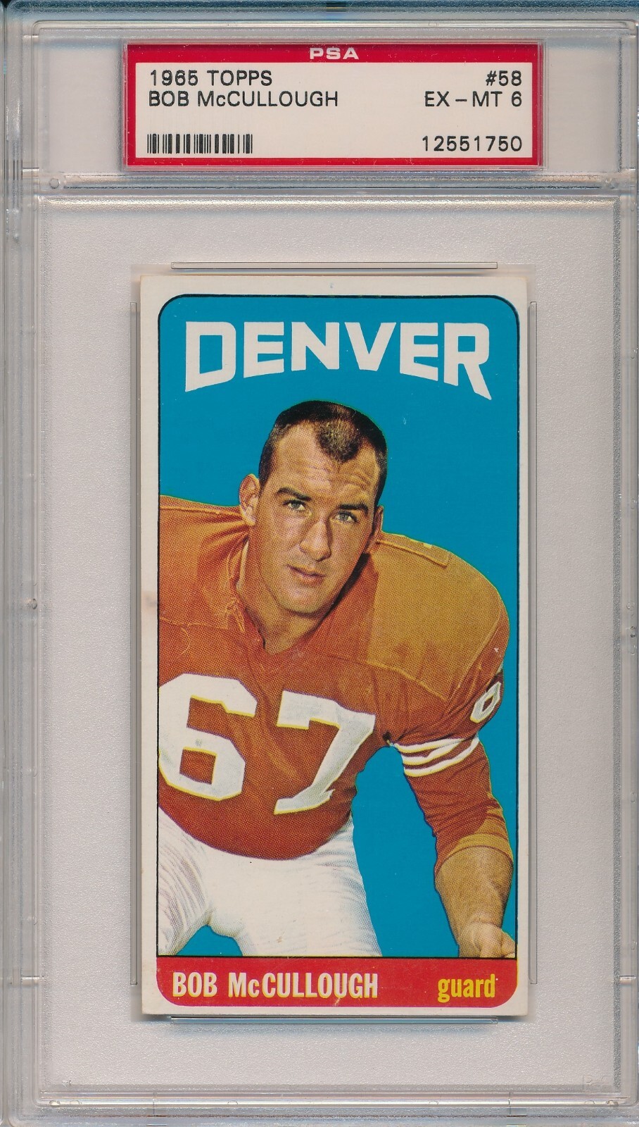 1965 TOPPS #58 BOB MCCULLOUGH, SHORT PRINT - PSA 6 EX-MT (SVSC) | eBay