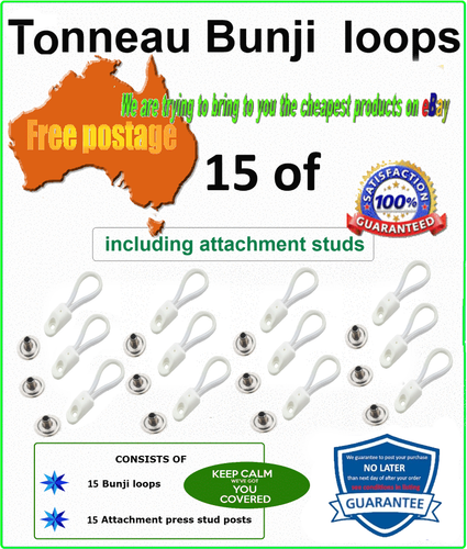 15 of 70mm WHITE Tonneau Bungee Shock Cord Loops including attaching ...