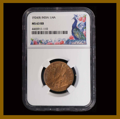 British India 1/4 Anna, 1924 (B) Bombay NGC MS 63 RB King George V | eBay