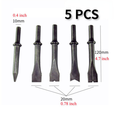 5 PCS Pneumatic Chisel Air Hammer Punch Chipping Bits Set Shank Tool ...