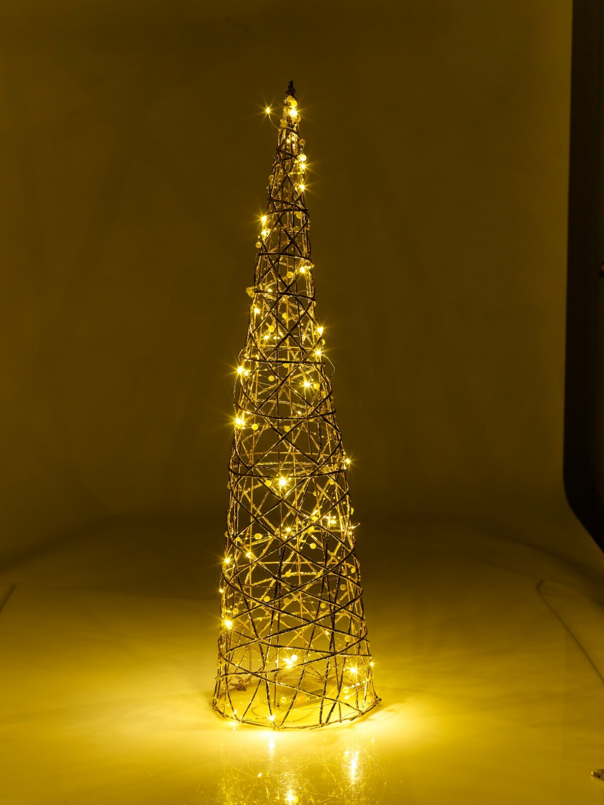 LED Light Up Christmas Tree Cone Pyramids Glitter Fairy Lights Ornament ...