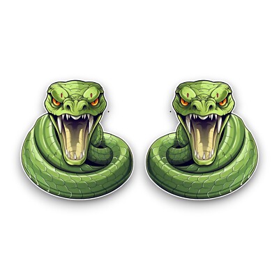 2x Small Green Cobra Snake Vinyl Sticker Decals For Car Laptop ...