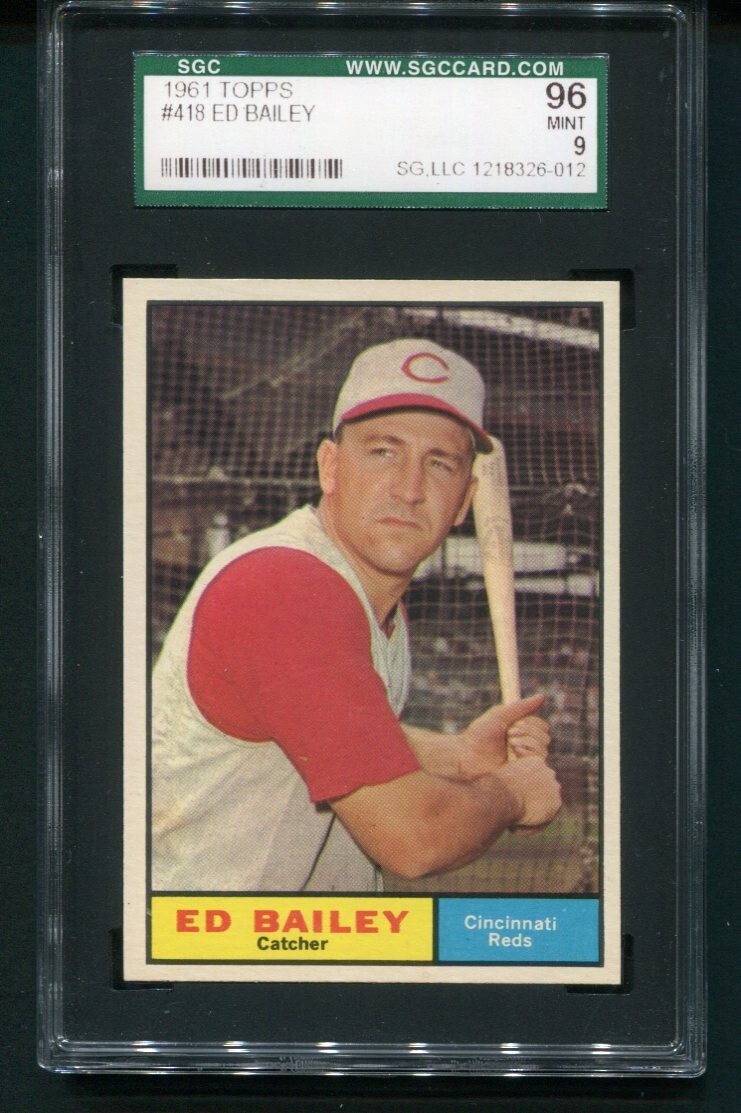 1961 Topps Ed Bailey Cincinnati Reds #418 SGC 9 | eBay