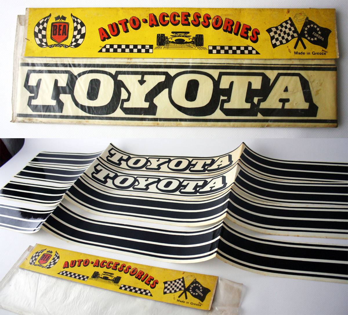 4X AUTHENTIC VINTAGE 80'S TOYOTA AUTO 99x7.5cm VINYL STICKER DECALS ...