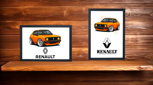Set of 2 RENAULT CARTOON EFFECT CAR PRINTS,Modern watercolour Prints ...