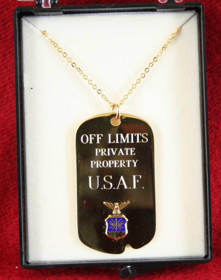 Vintage OFF LIMITS PRIVATE PROPERTY U.S.A.F. Dog Tag Necklace Air Force ...