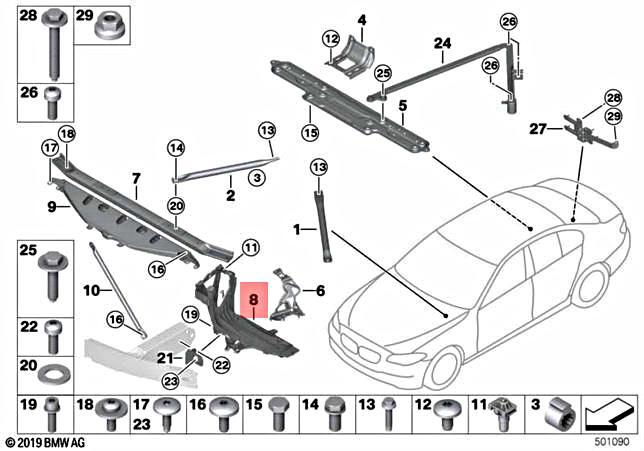 Genuine BMW GT F07 (2009-2017) N/S LEFT HEADLIGHT SUPPORT BRACKET ...