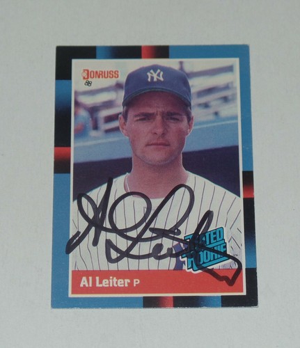 AL LEITER AUTO'D SIGNED 1988 DONRUSS RC CARD #43 NEW YORK YANKEES METS ...