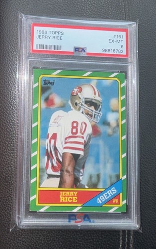 1986 TOPPS FOOTBALL #161 JERRY RICE ROOKIE RC PSA 6 Ex Mint GOAT SF ...