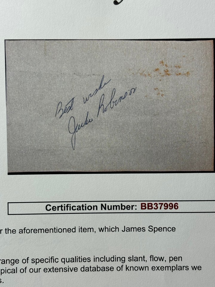 JACKIE ROBINSON Autograph With JSA Letter Of Authenticity SpenceLOA BB37996 | eBay