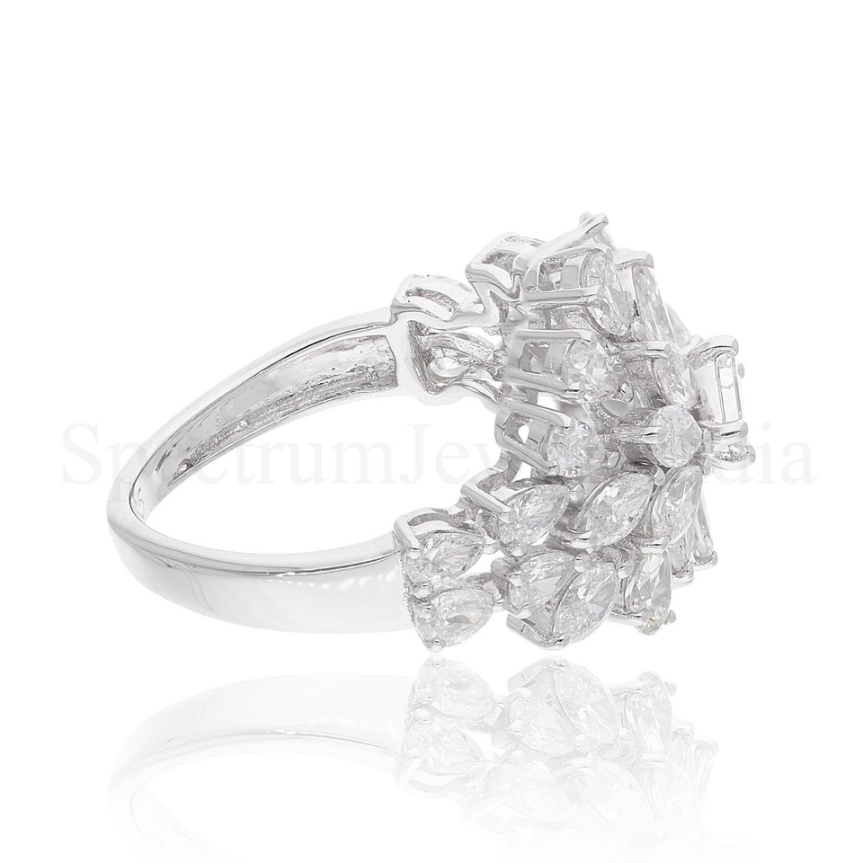 2.52 Ct Natural H Color SI Clarity Multi Diamond Cluster Ring 14k White ...