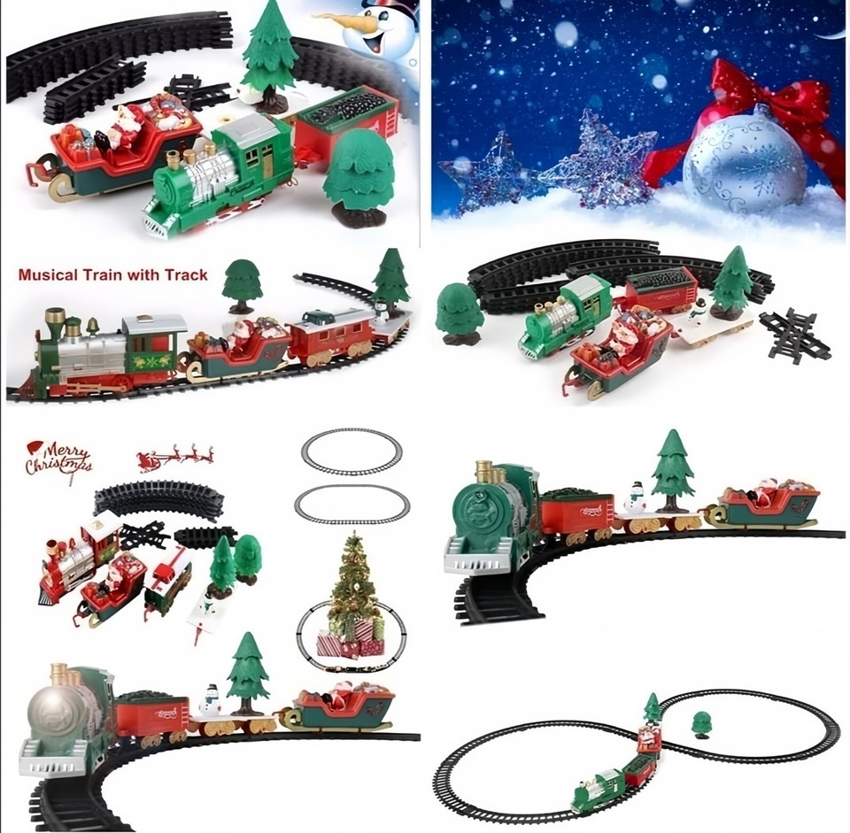 Christmas Santa's Holiday Train Set-20 Pieces Long Railway with Light ...
