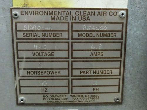 Environmental Clean Air DW6000 47"x94" Downdraft Table 5Hp | eBay